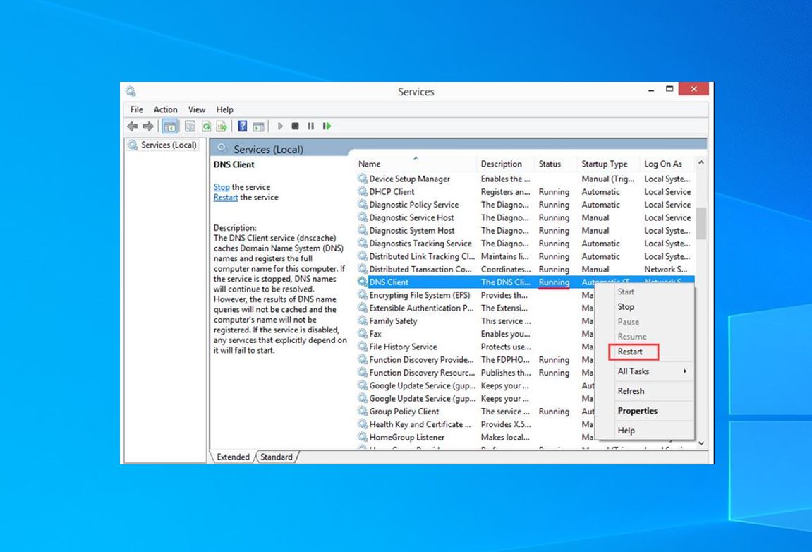 3 formas de habilitar o deshabilitar el servicio al cliente de DNS en ...