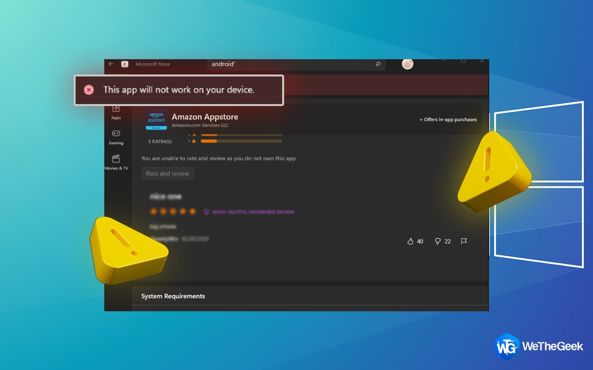 Cómo corregir el error Esta aplicación no funcionará en su dispositivo en Windows - Geek Global