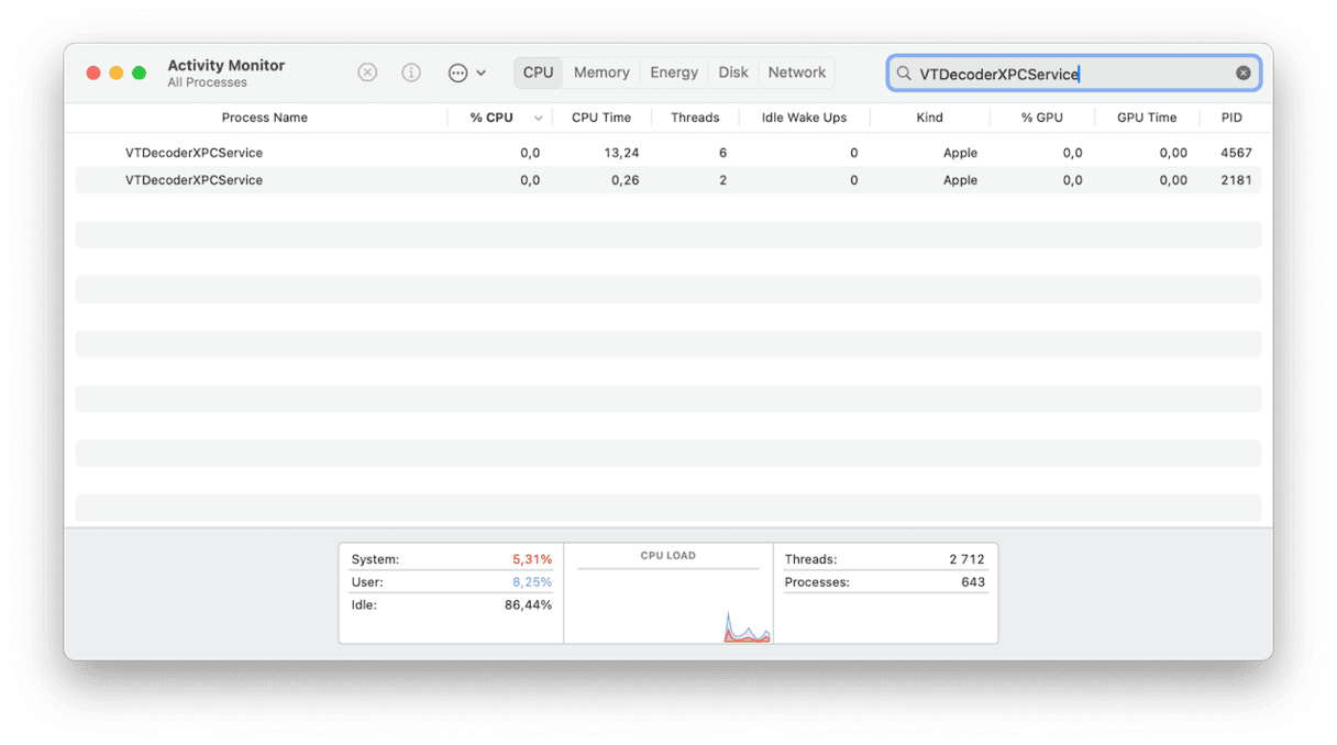 Cómo arreglar VTDECODERXPCService alto CPU y uso de memoria en Mac