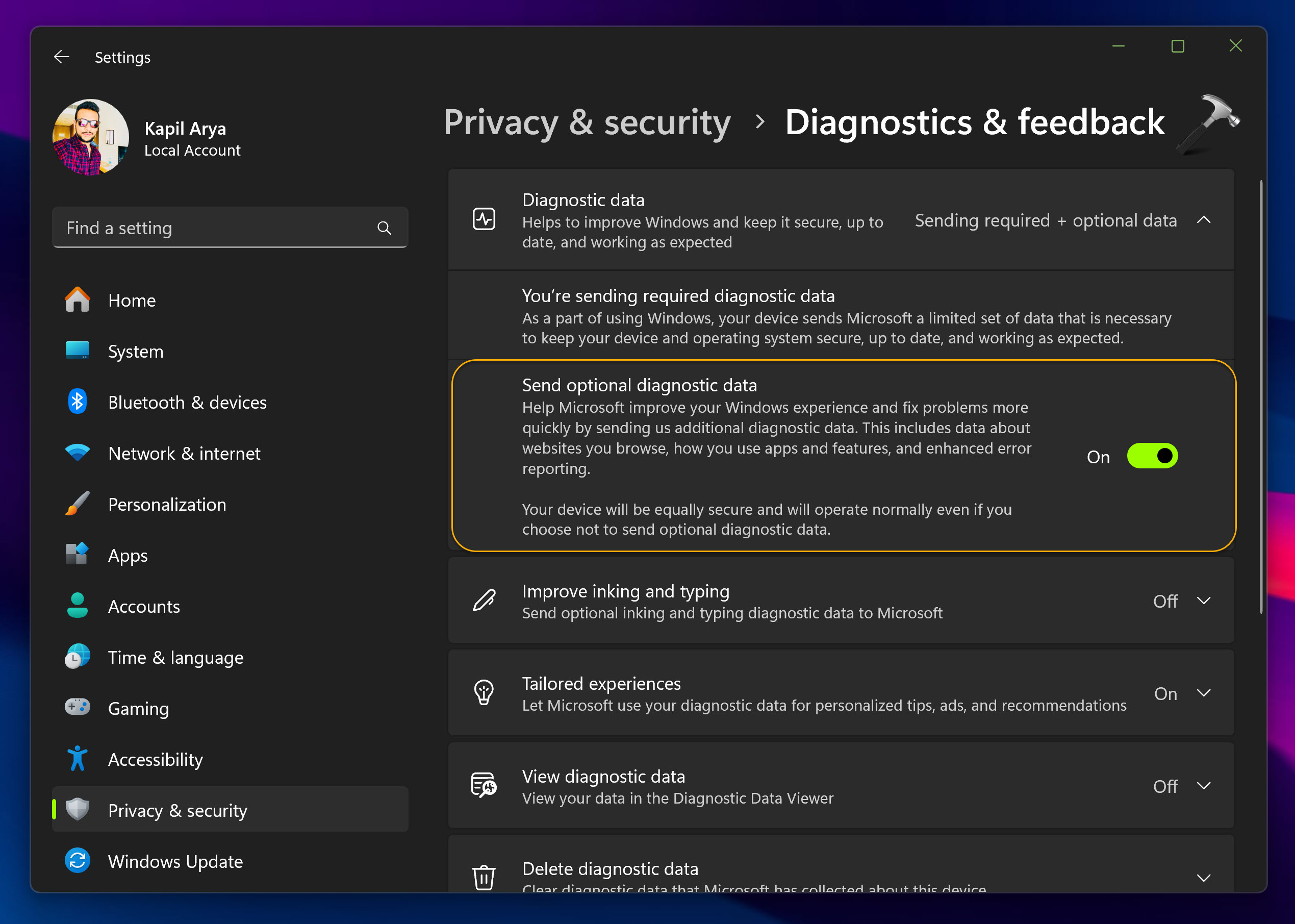 Come inviare dati diagnostici opzionali su Windows 11 - Geek Global