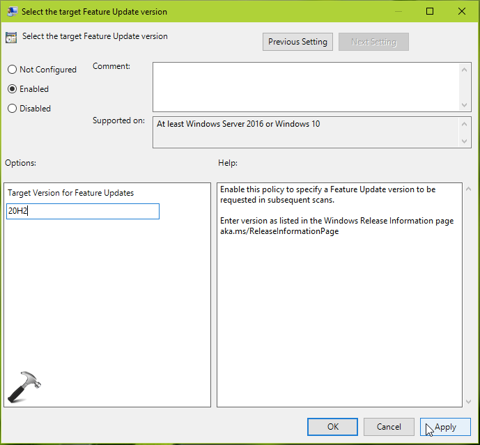 Seleziona la versione di aggiornamento della funzione di destinazione ...