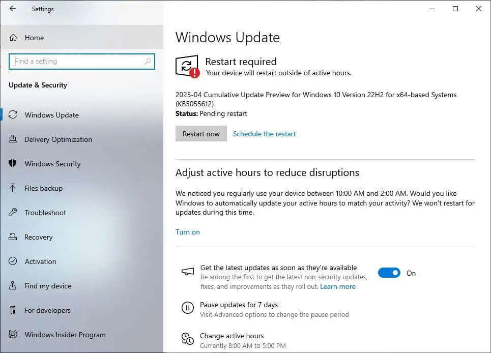 Windows 10 KB5055612 (OS Build 19045.5796) Présentation de la mise à ...