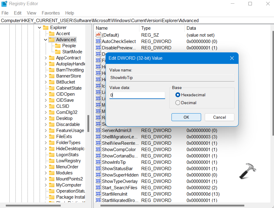 Désactiver la description pop-up du dossier dans Windows 11 - Geek Global