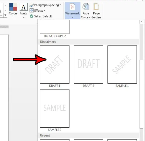 Comment insérer un filigrane de projet dans Word 2013