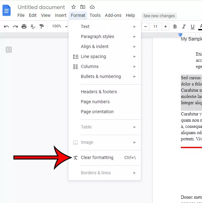 Comment effacer le format dans Google Docs